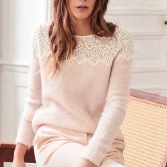 Sezane | Sweaters | Sezane Grace Ecru Blush Pink Jumper Sweater Size M ...